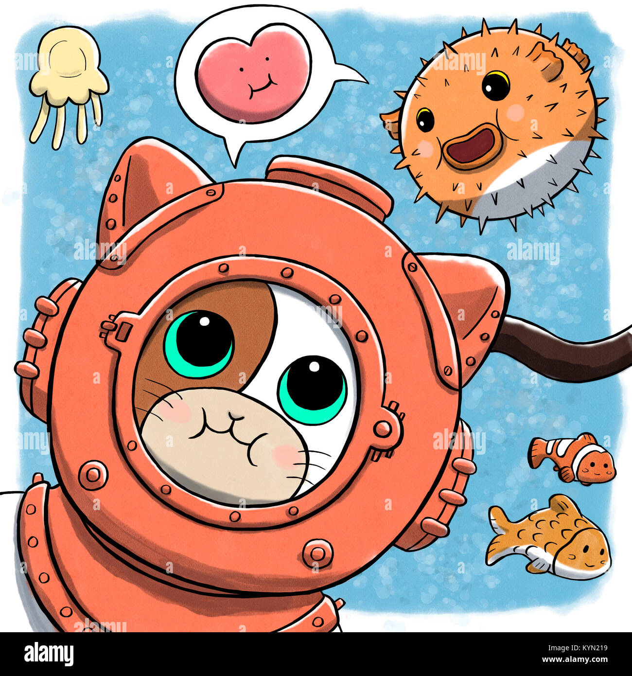 Underwater Cat Using Diving Dress Stock Photo - Alamy