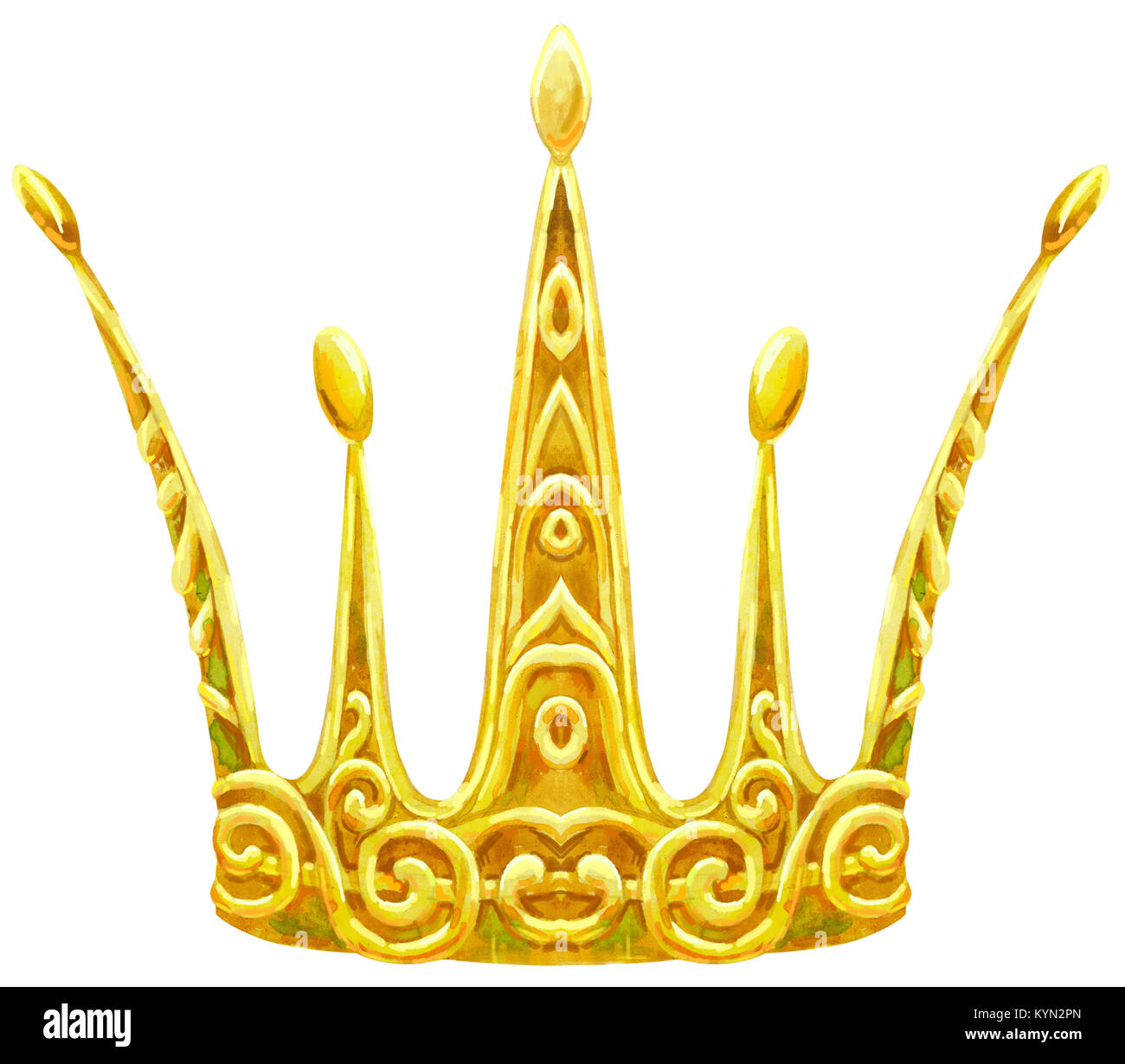 Watercolor Gold Crown with intertwining decorative elements Stock Photo ...