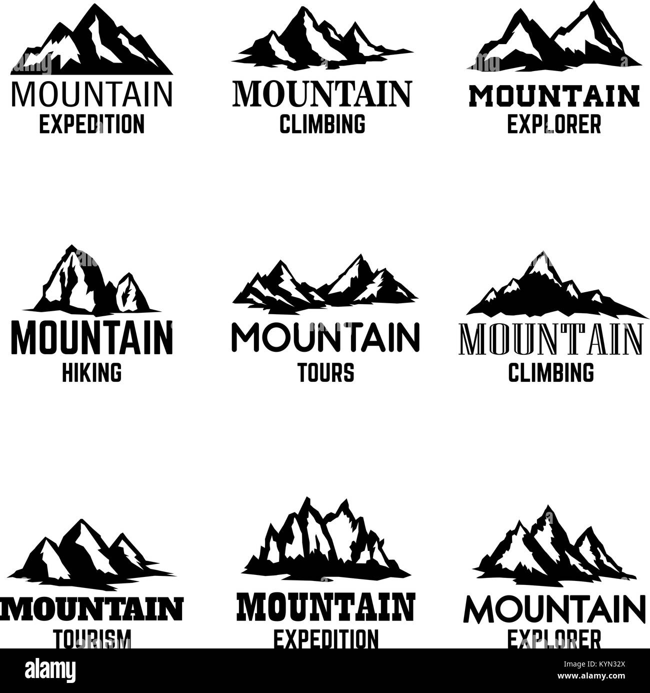 Set of mountain icons isolated on white background. Design elements for ...
