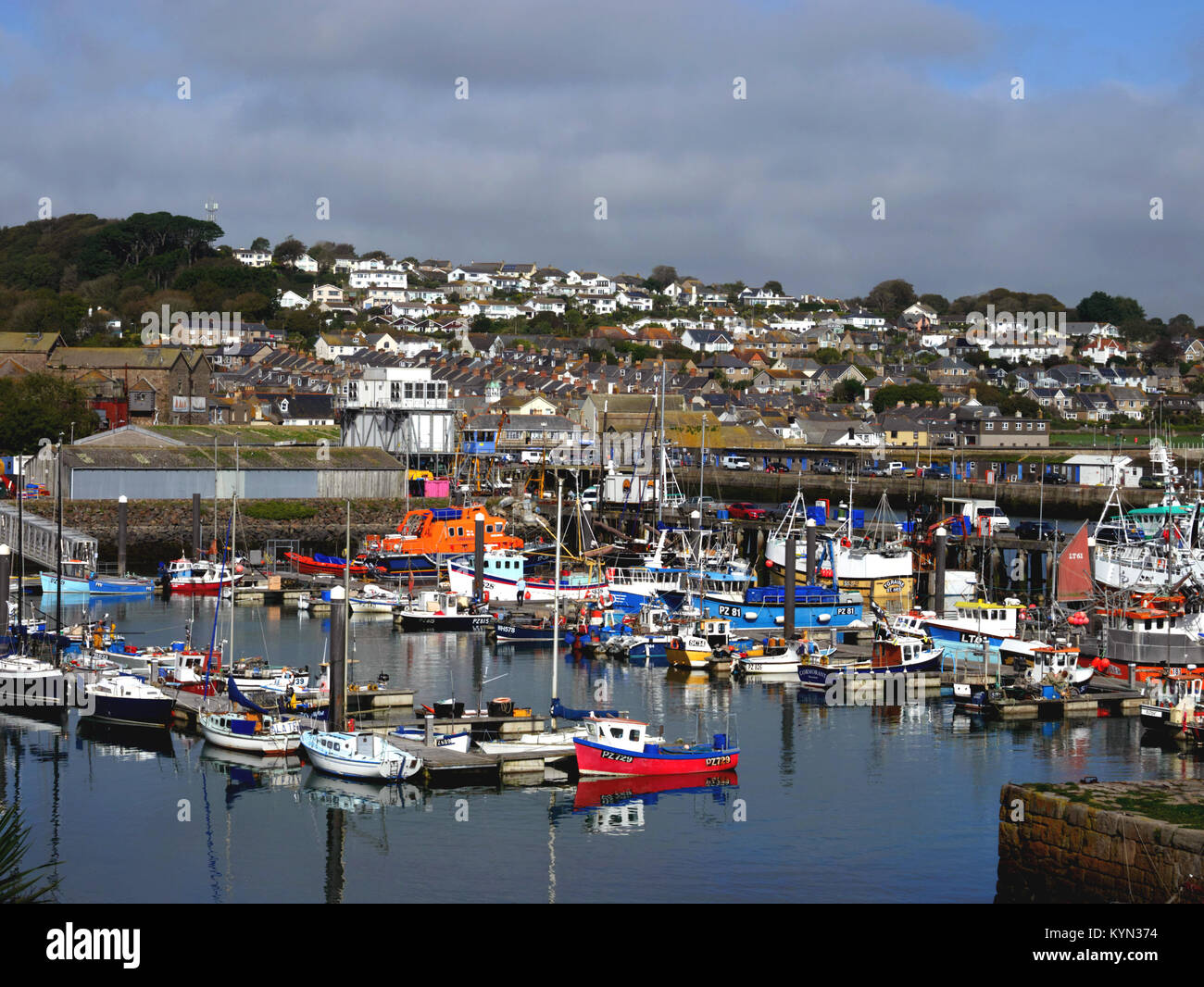 A colourful view of Newlyn harbour, Cornwall Stock Photo - Alamy