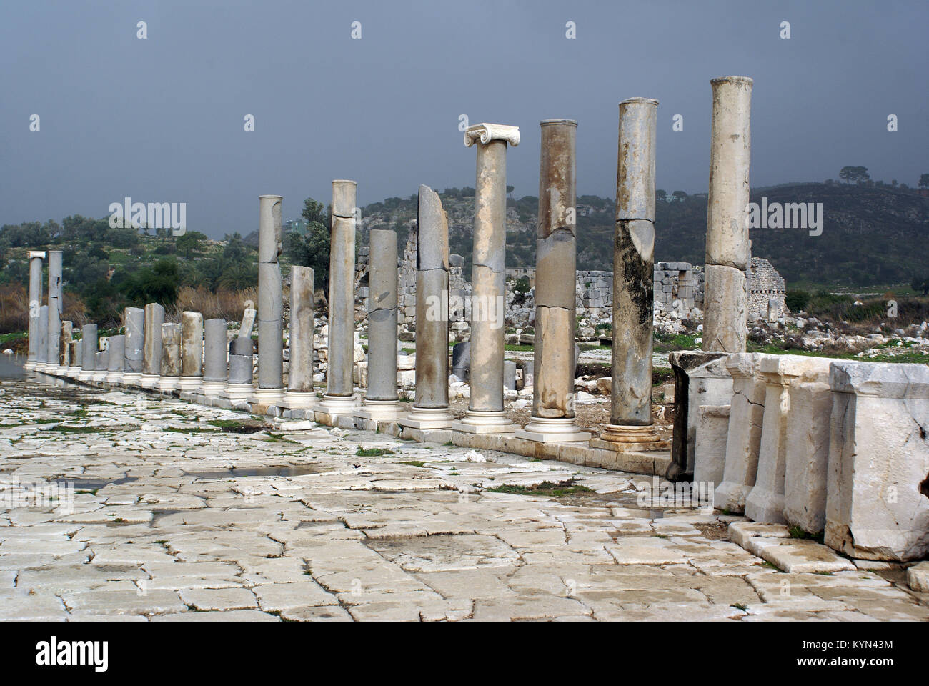 Colonnade street and ruins in Patara, Turkey Stock Photo - Alamy