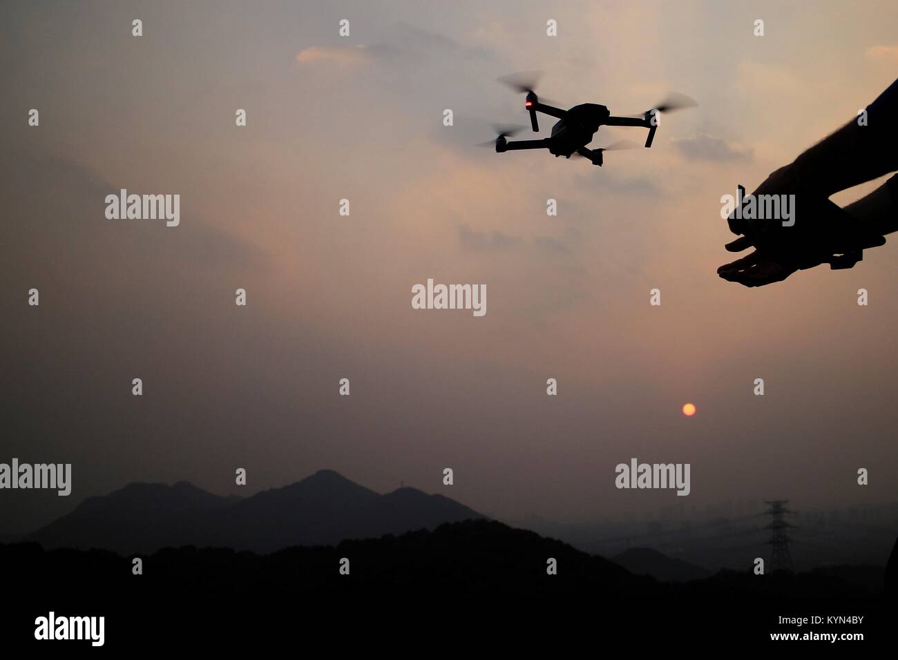 Drone flying in sky rural hi-res stock photography and images - Alamy