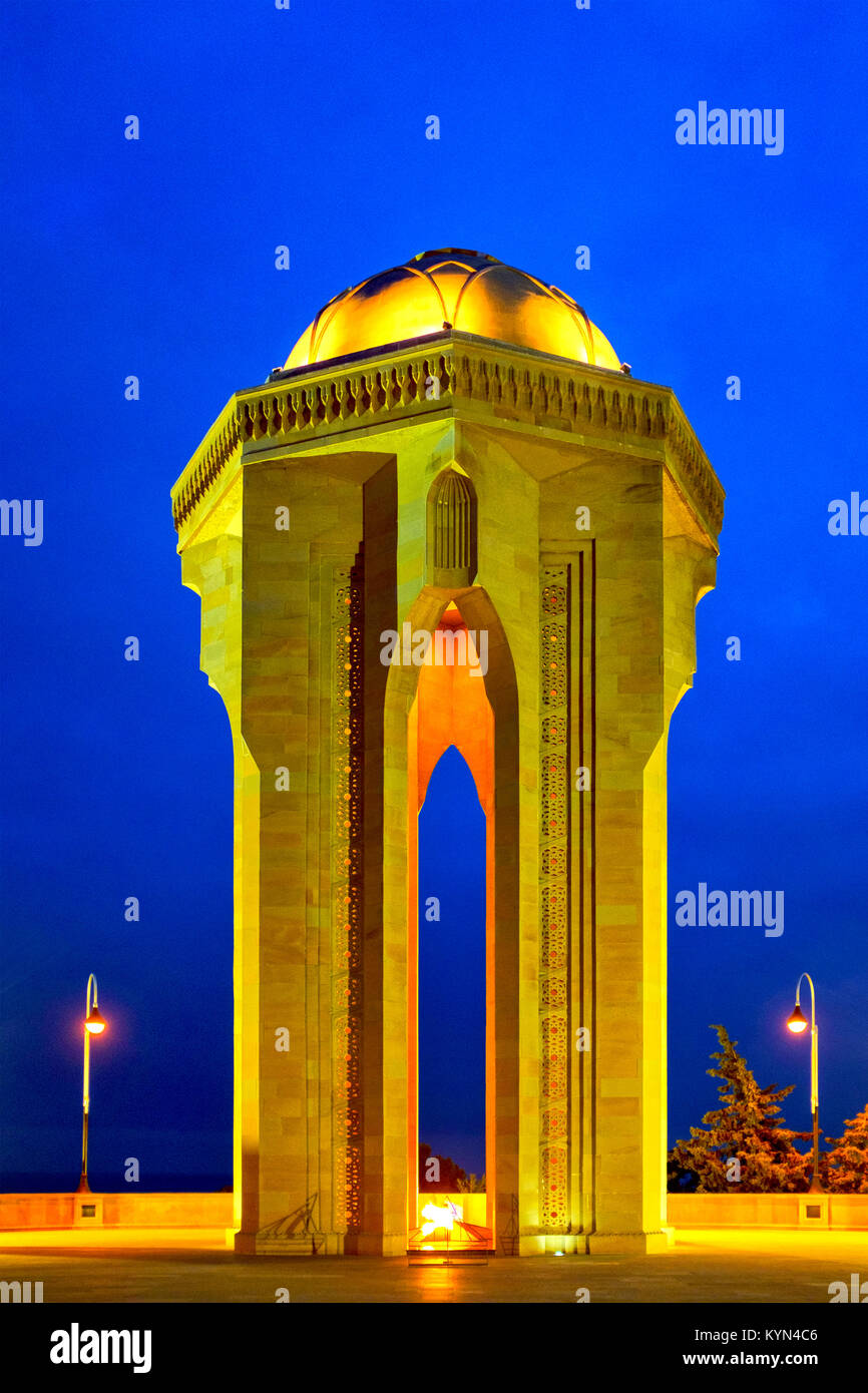 Eternal flame memorial in Martyrs' Lane, Baku, Azerbaijan Stock Photo ...