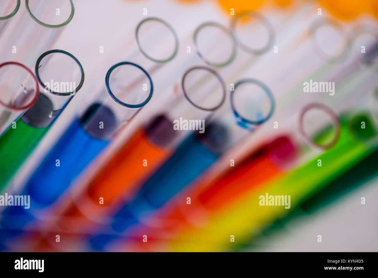 Test tubes and sample vials in school science lab for experiments Stock ...