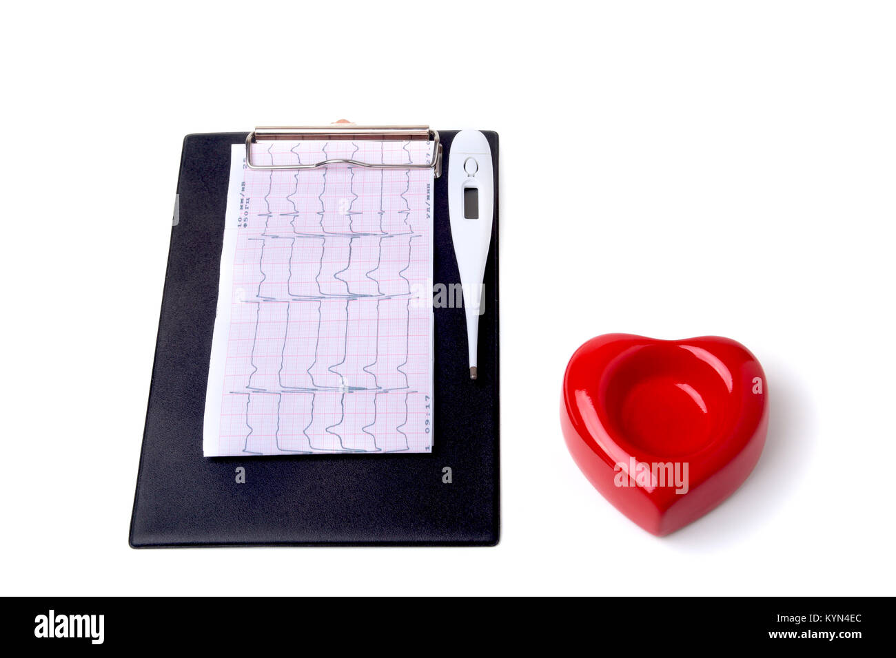 RX prescription, Red heart, medical thermometer on white background ...