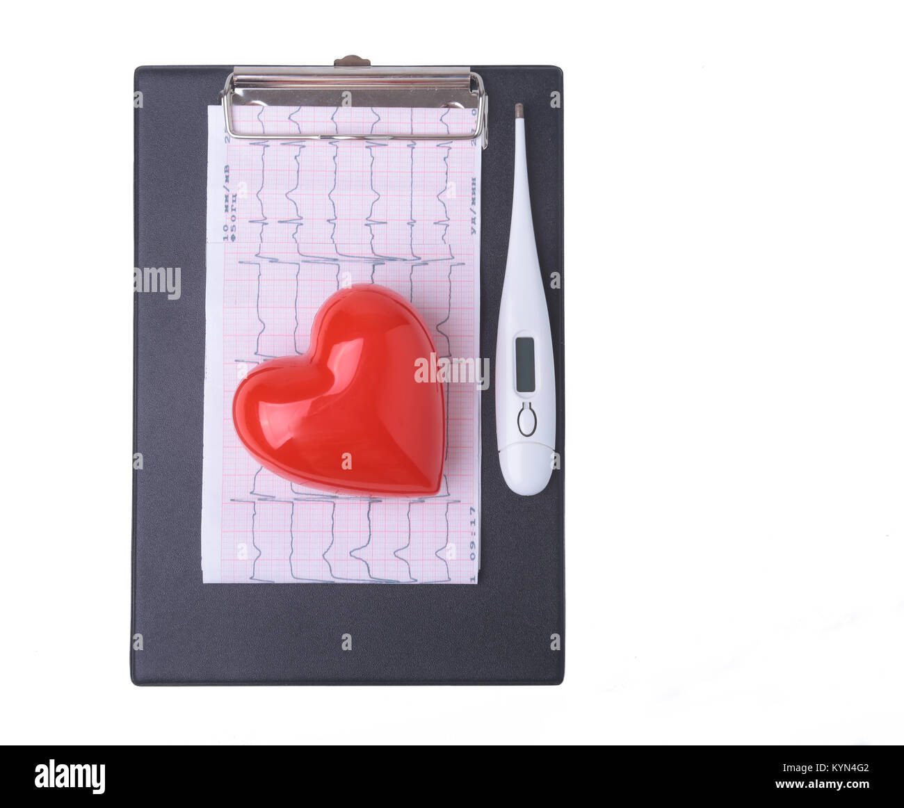 RX prescription, Red heart, medical thermometer on white background ...