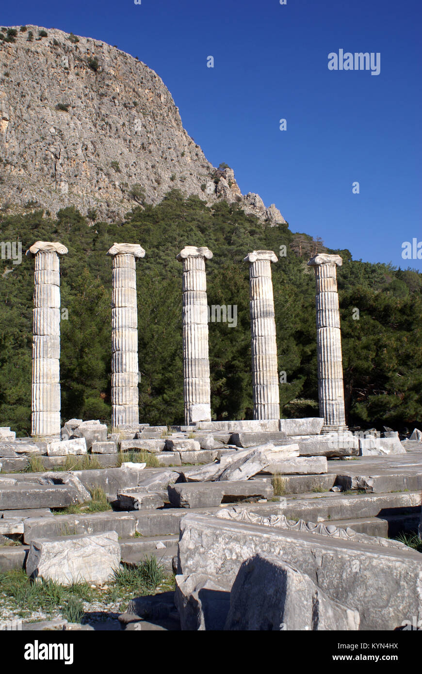 Ruins of Athena temple in Priene, Turkey Stock Photo - Alamy