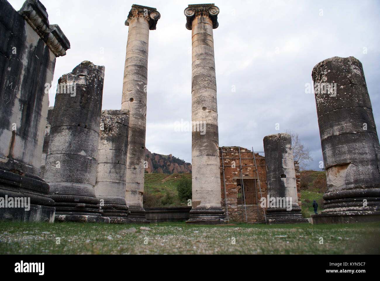 Columns and ruins of Artemistemple in Sardis, Turkey Stock Photo - Alamy