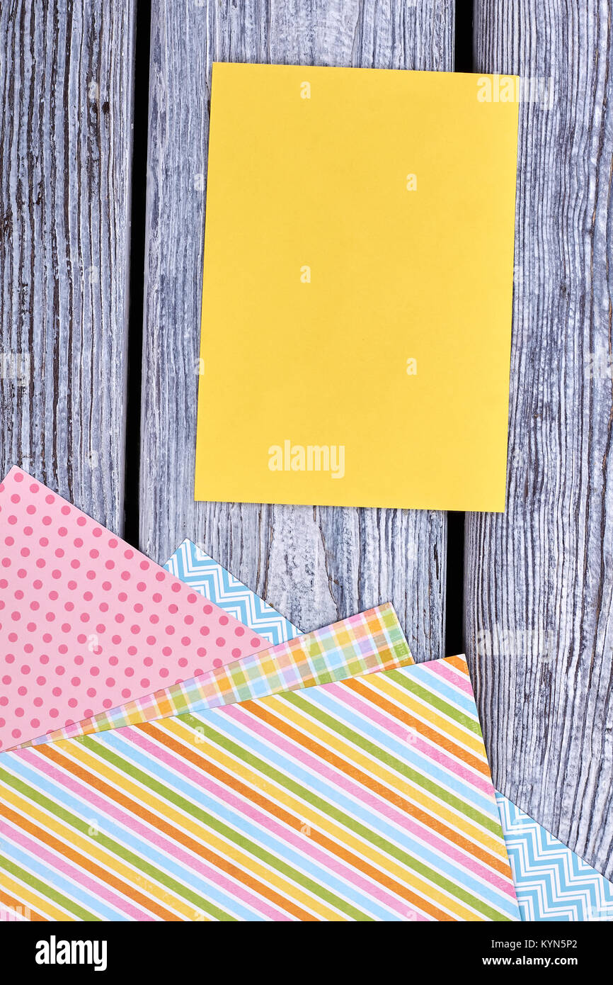 Blank card and patterned paper sheets Stock Photo - Alamy