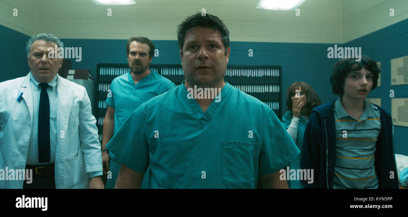 STRANGER THINGS, l-r: Paul Reiser, David Harbour, Sean Astin, Winona ...