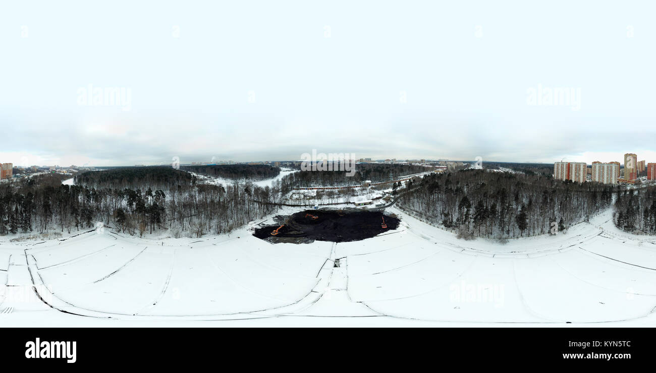 360-degree panoramic aerial view of Chertanovo district, Moscow, Russia ...