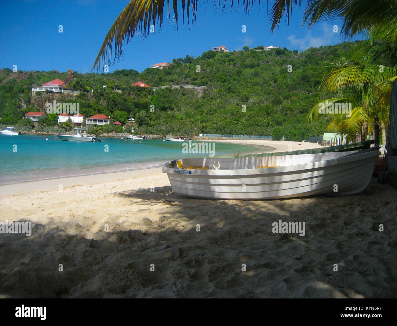 Boat under palm tree hi-res stock photography and images - Alamy