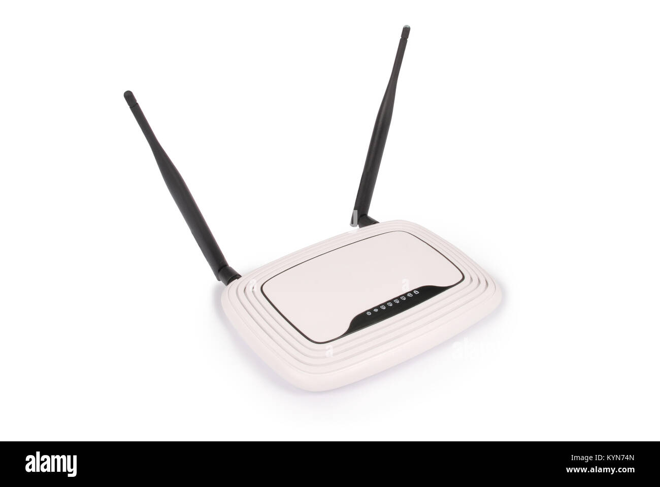 White WI-FI router with two antennas isolated on white background with ...