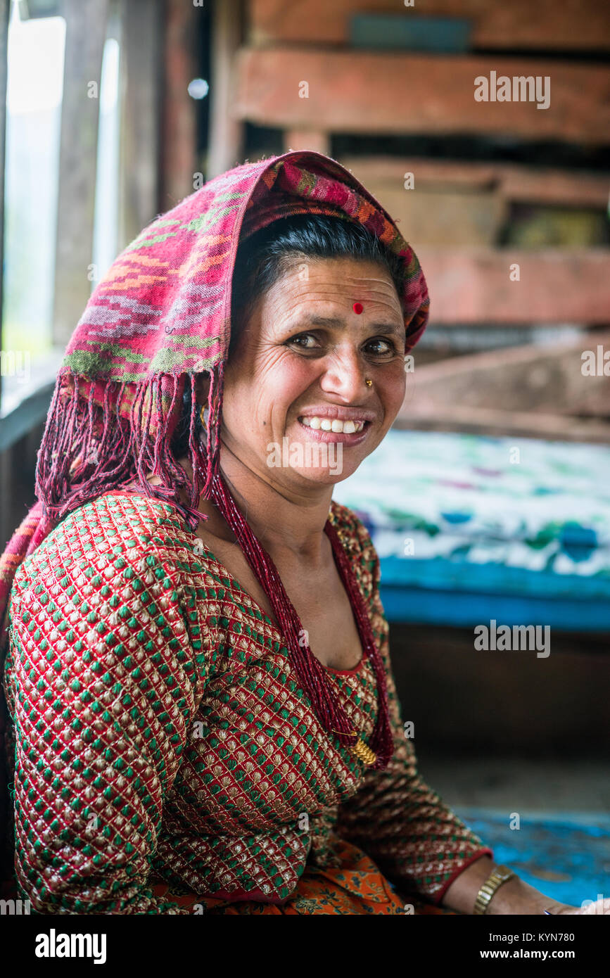portrait of nepalesse woman, Annapurna base camp trek, Nepal, Asia ...