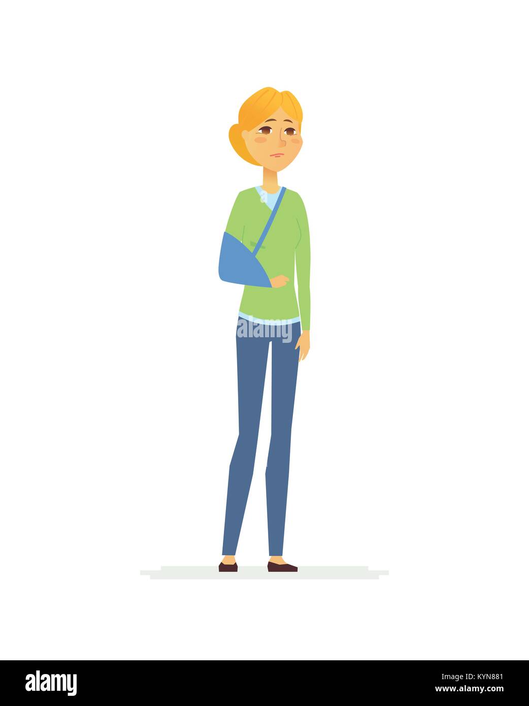 Woman with a broken arm - cartoon people characters isolated ...