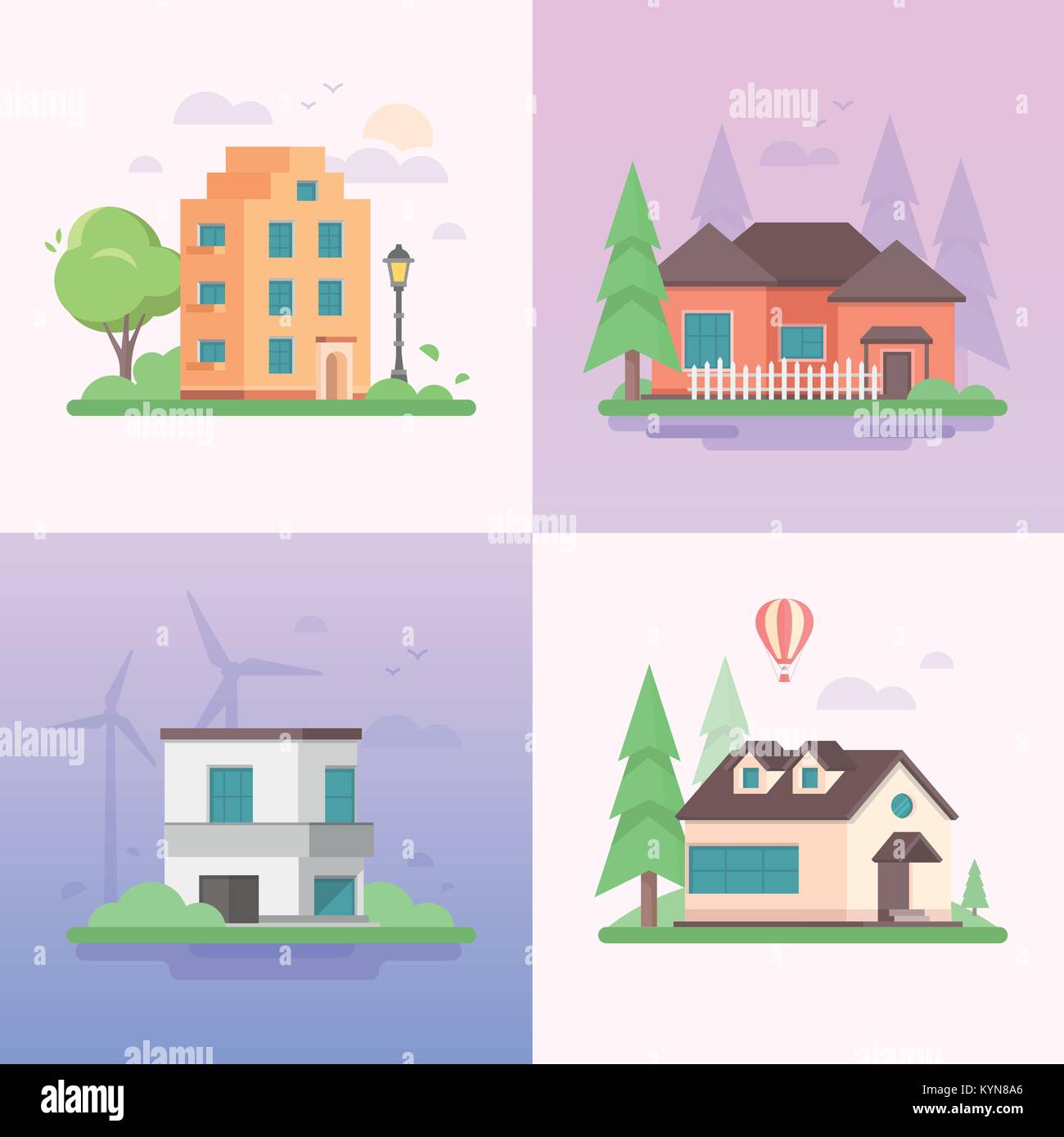 Eco-friendly place - set of modern flat design style vector ...
