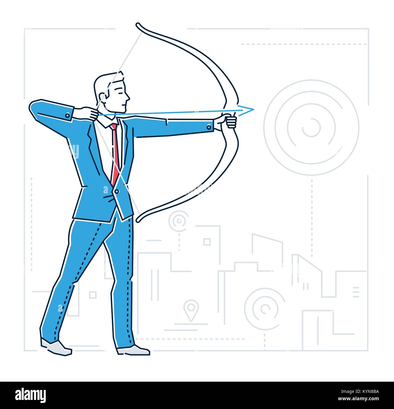 Goals setting - line design style isolated illustration Stock Vector ...