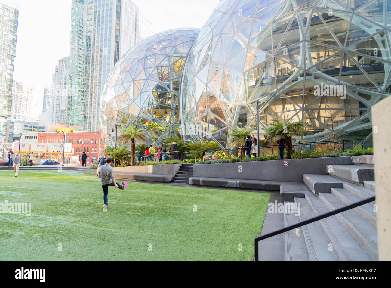 Amazon world headquarters spheres located in downtown Seattle ...