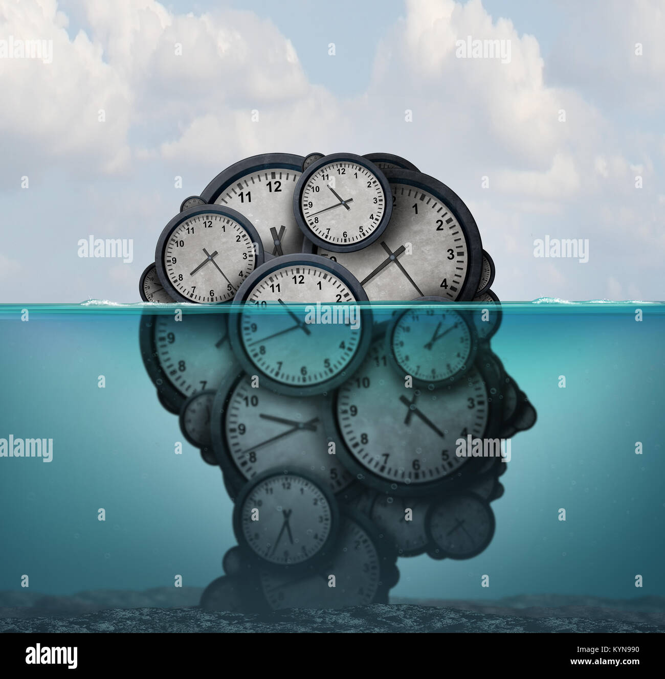 Time management and overworked suffocating or drowning in deadlines ...