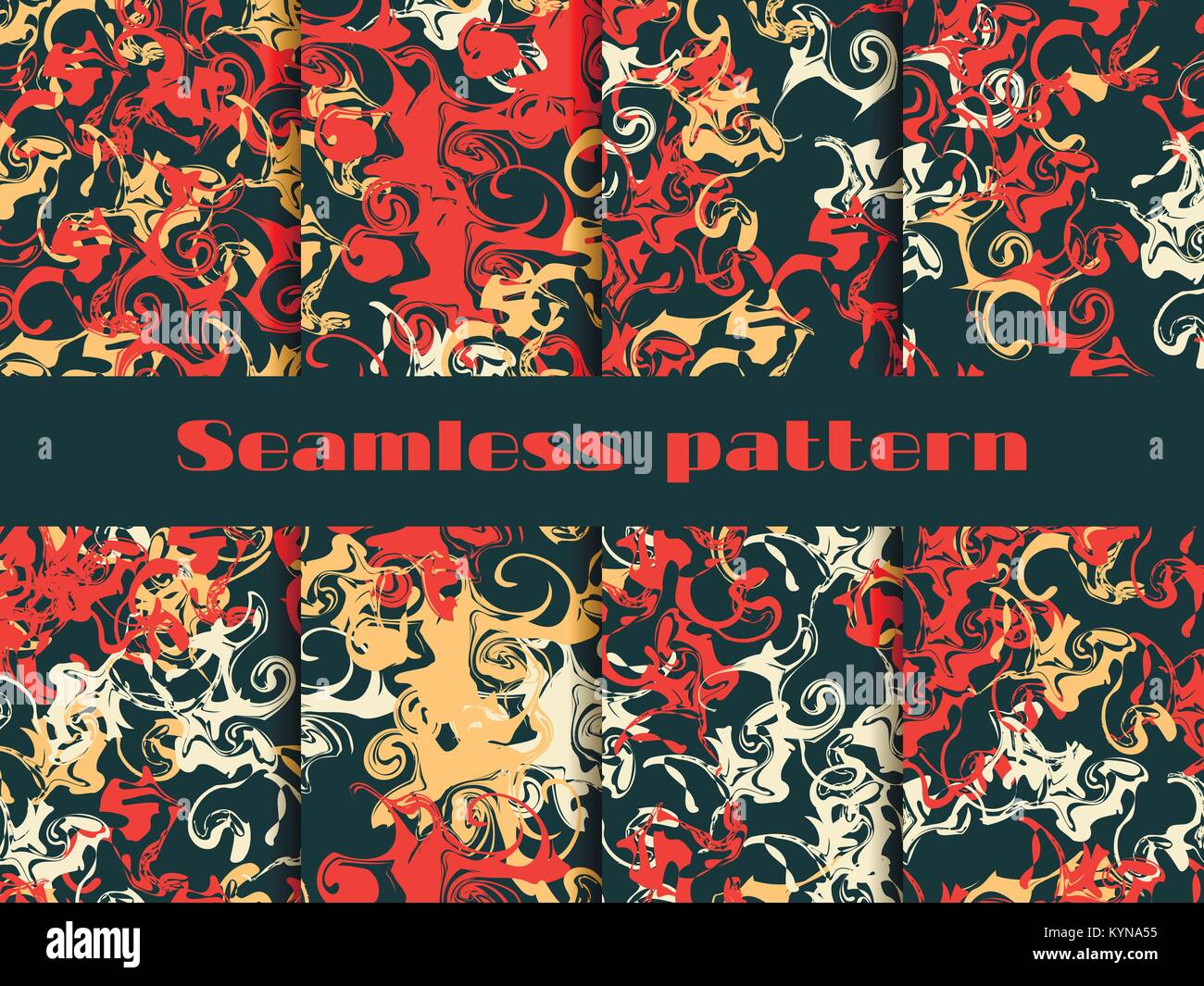 Marble seamless pattern set. Marbled paper watercolor. Drawing on the ...