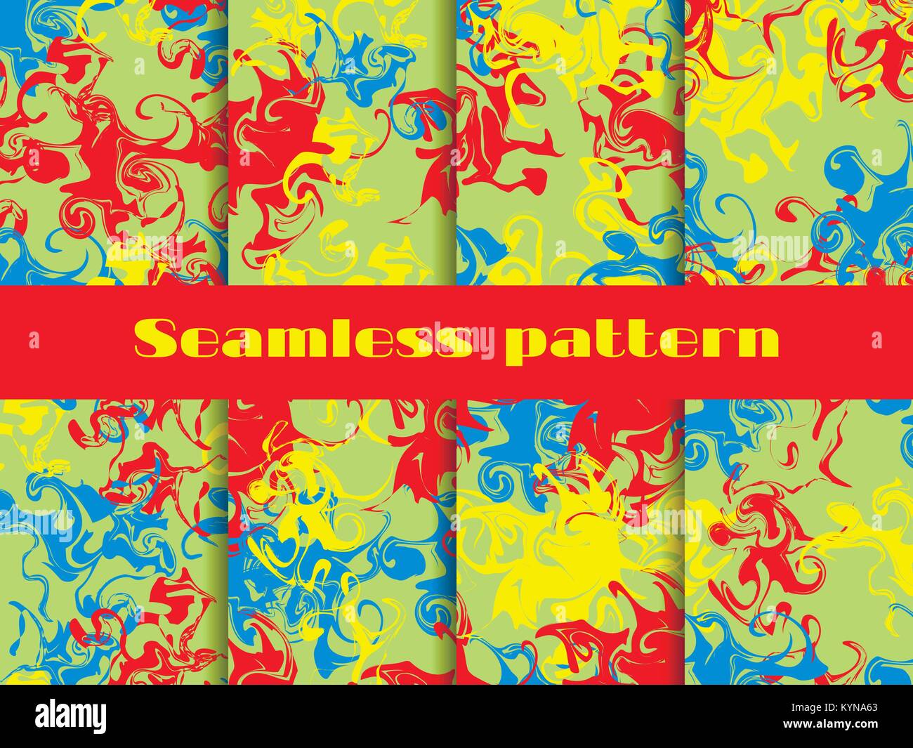 Marble seamless pattern set. Marbled paper watercolor. Drawing on the ...