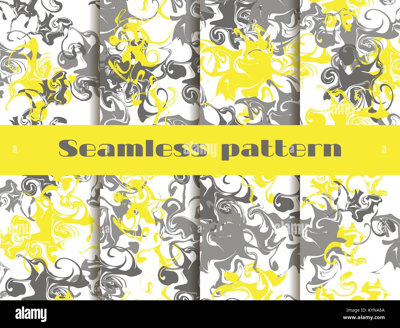 Marble seamless pattern set. Marbled paper watercolor. Drawing on the ...