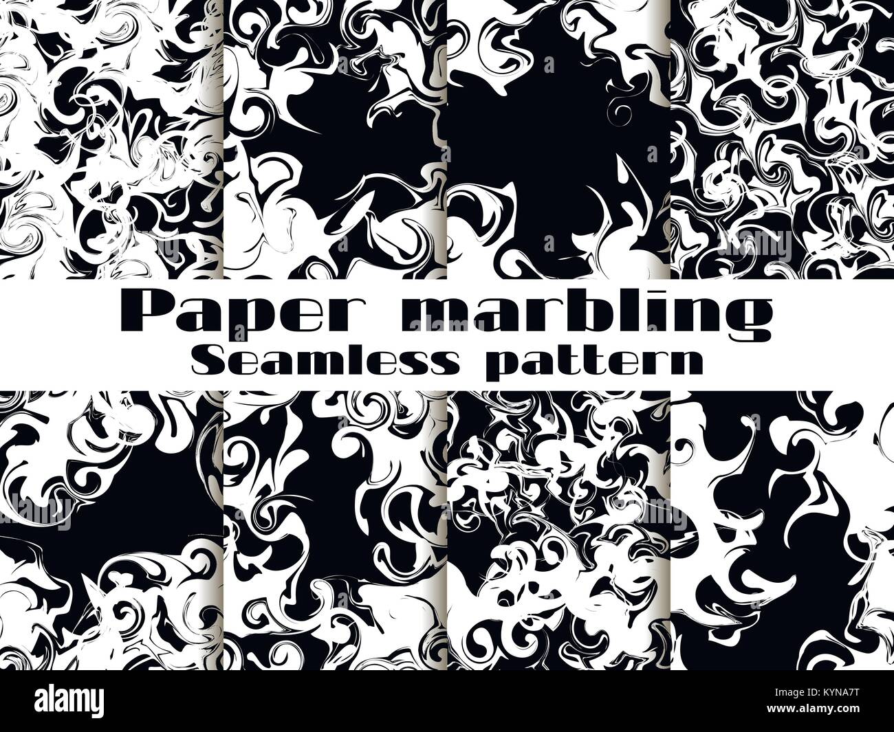 Marble seamless pattern set. Marbled paper watercolor. Drawing on the ...