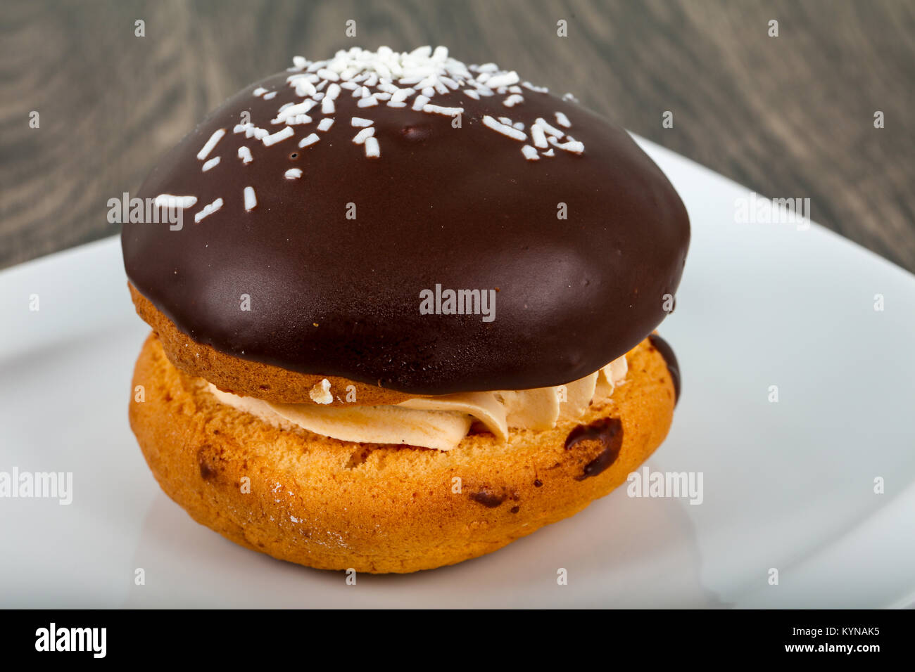 Bouchee cake with chocolate Stock Photo - Alamy
