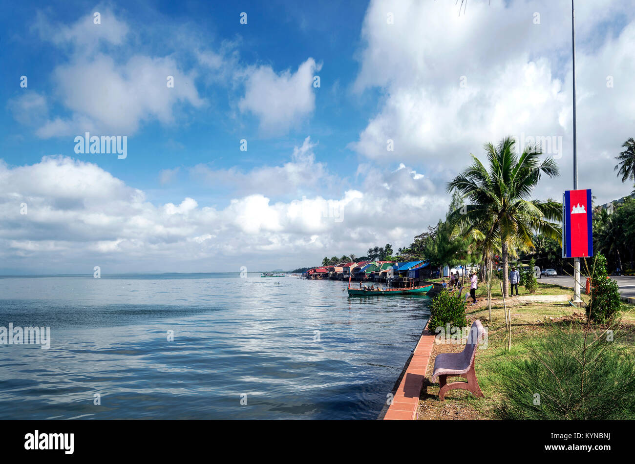 view of famous kep crab market restaurants attraction on cambodia coast ...