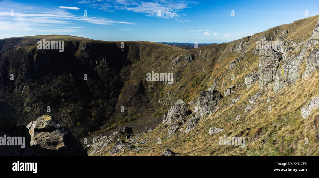 Panorama of the Wormsa Valley from the Hohneck (Vosges, France) in fall ...