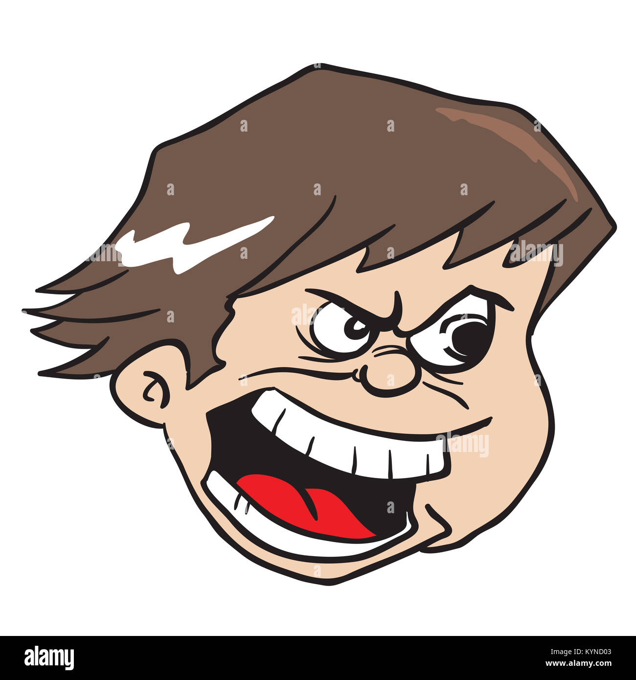 Mad Face Cartoon Boy
