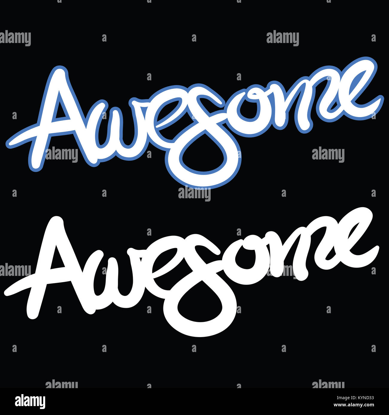 hand written lettering word awesome Stock Photo - Alamy