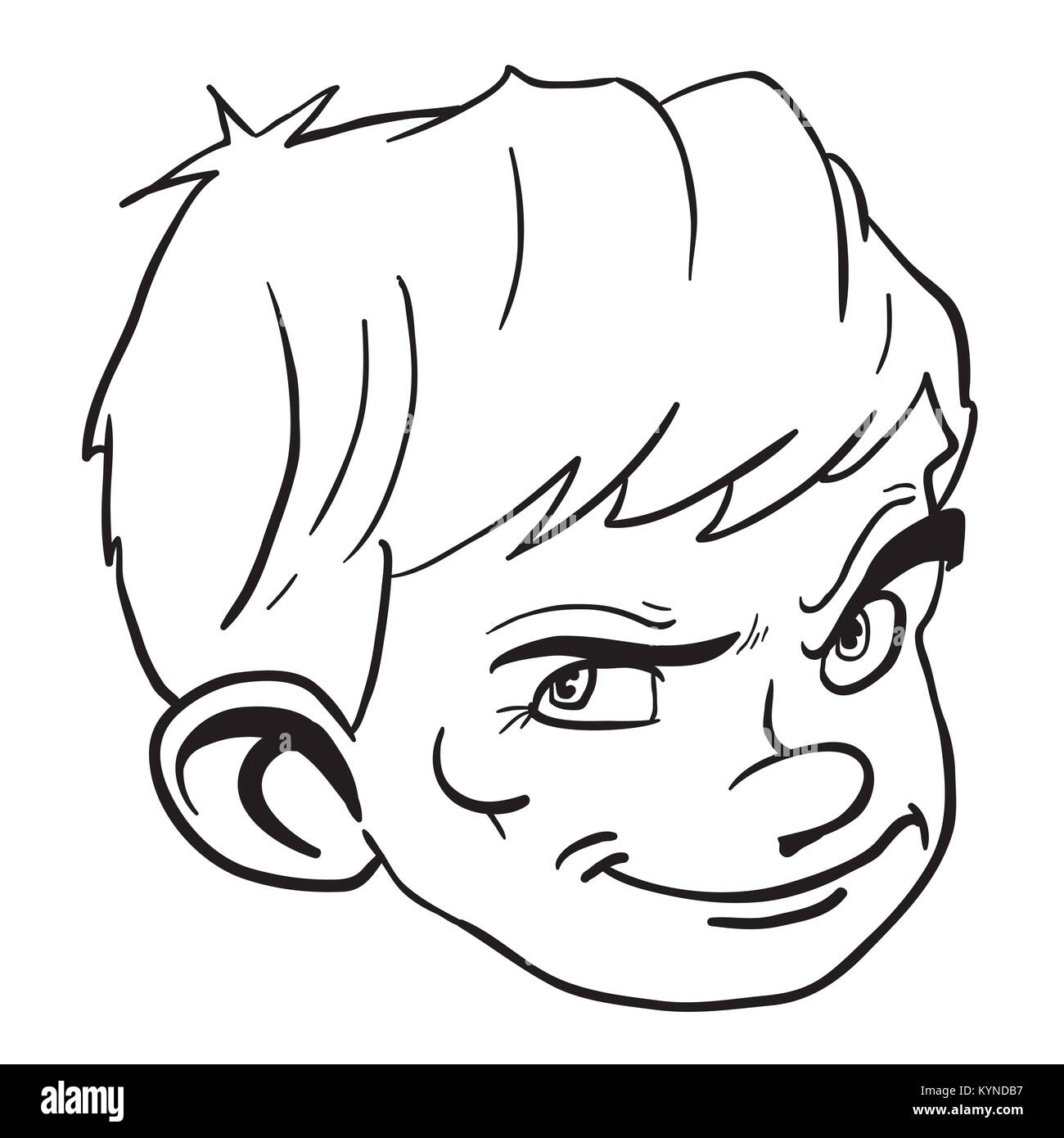 boy head cartoon illustration isolated on white Stock Photo - Alamy