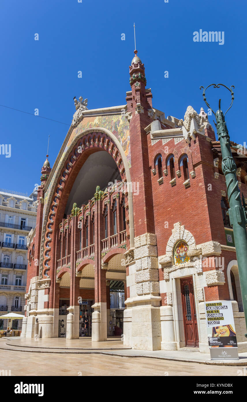 Facade of the Mercado Colon market hall in Valencia, Spain Stock Photo ...