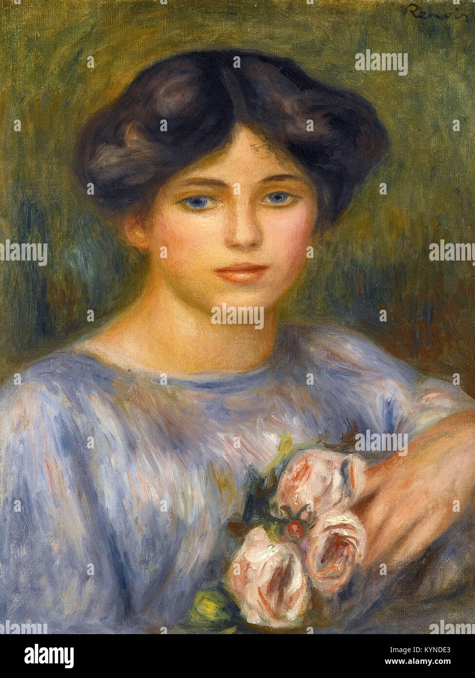 Pierre-Auguste Renoir - Jeune Fille aux Roses Stock Photo - Alamy