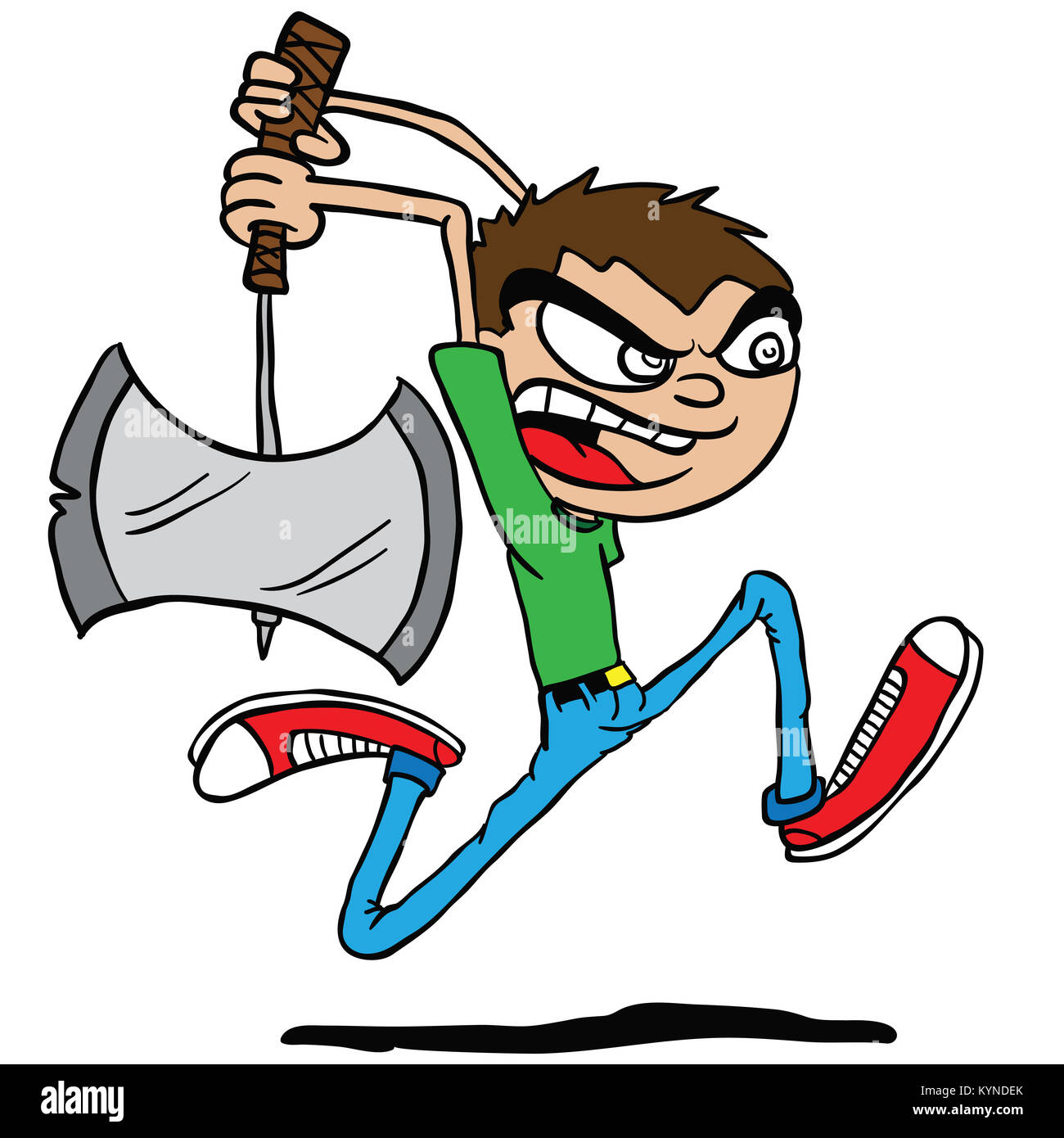 boy with an axe cartoon illustration isolated on white Stock Photo - Alamy