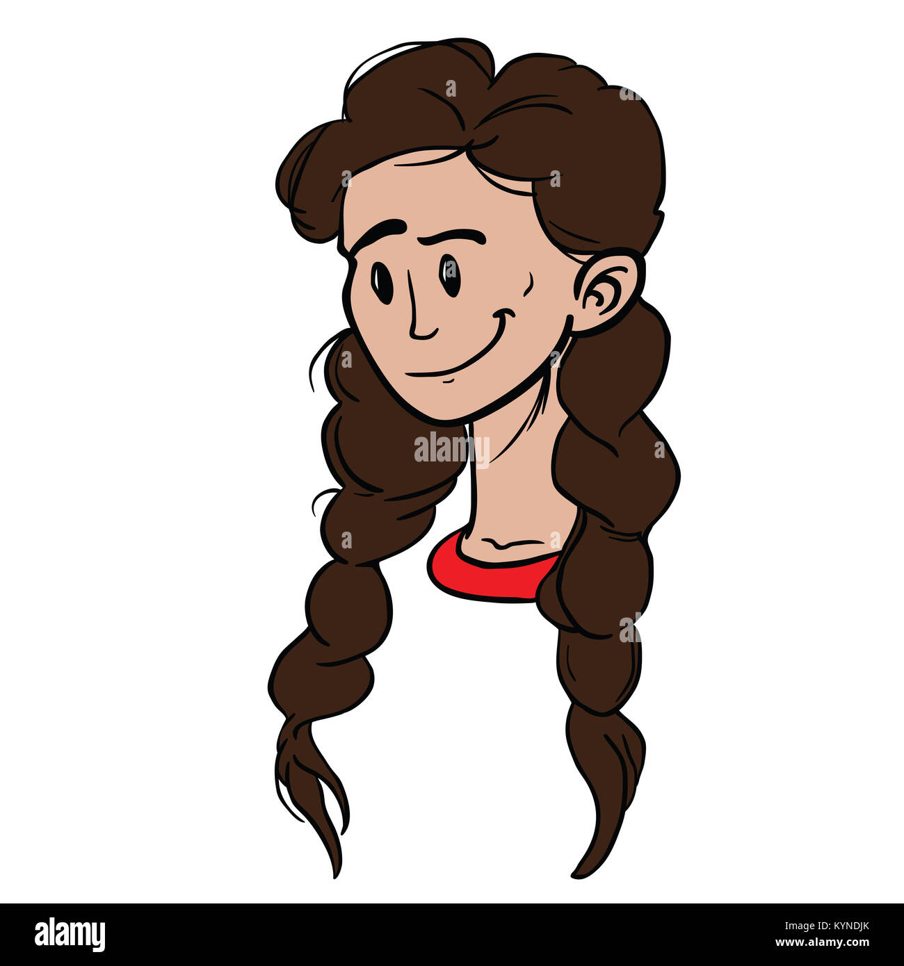 girl with long hair cartoon illustration isolated on white Stock Photo ...