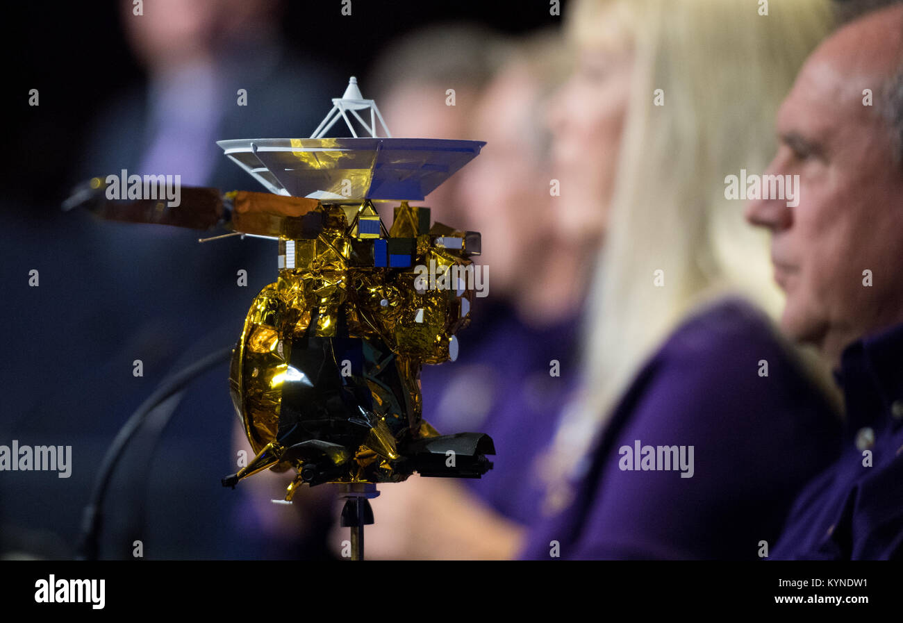 A model of the Cassini-Huygens spacecraft is seen during a press ...