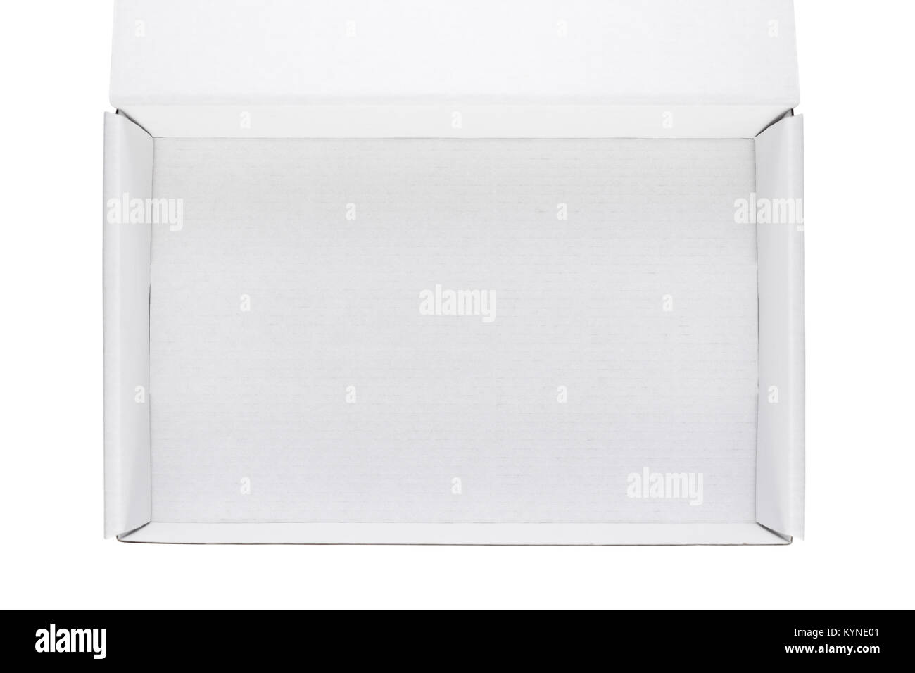 Opened white box with cover isolated on white background top view Stock ...