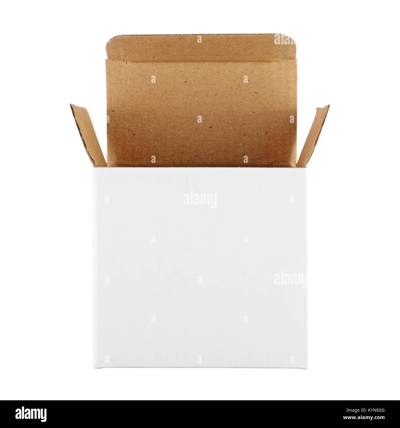 Opened white box isolated on white background Stock Photo - Alamy
