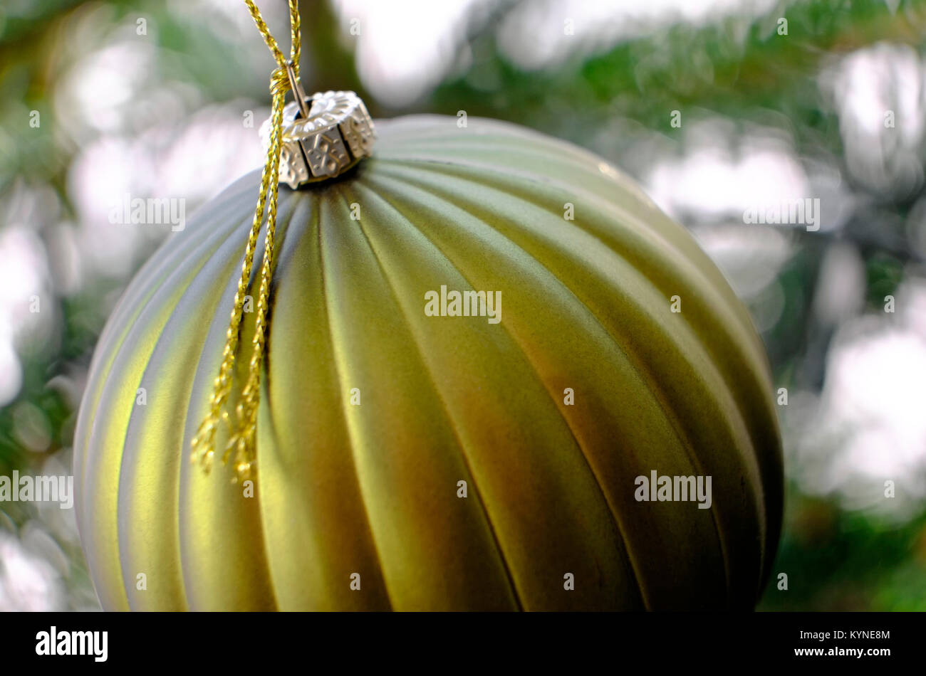 green fluted christmas tree bauble Stock Photo - Alamy