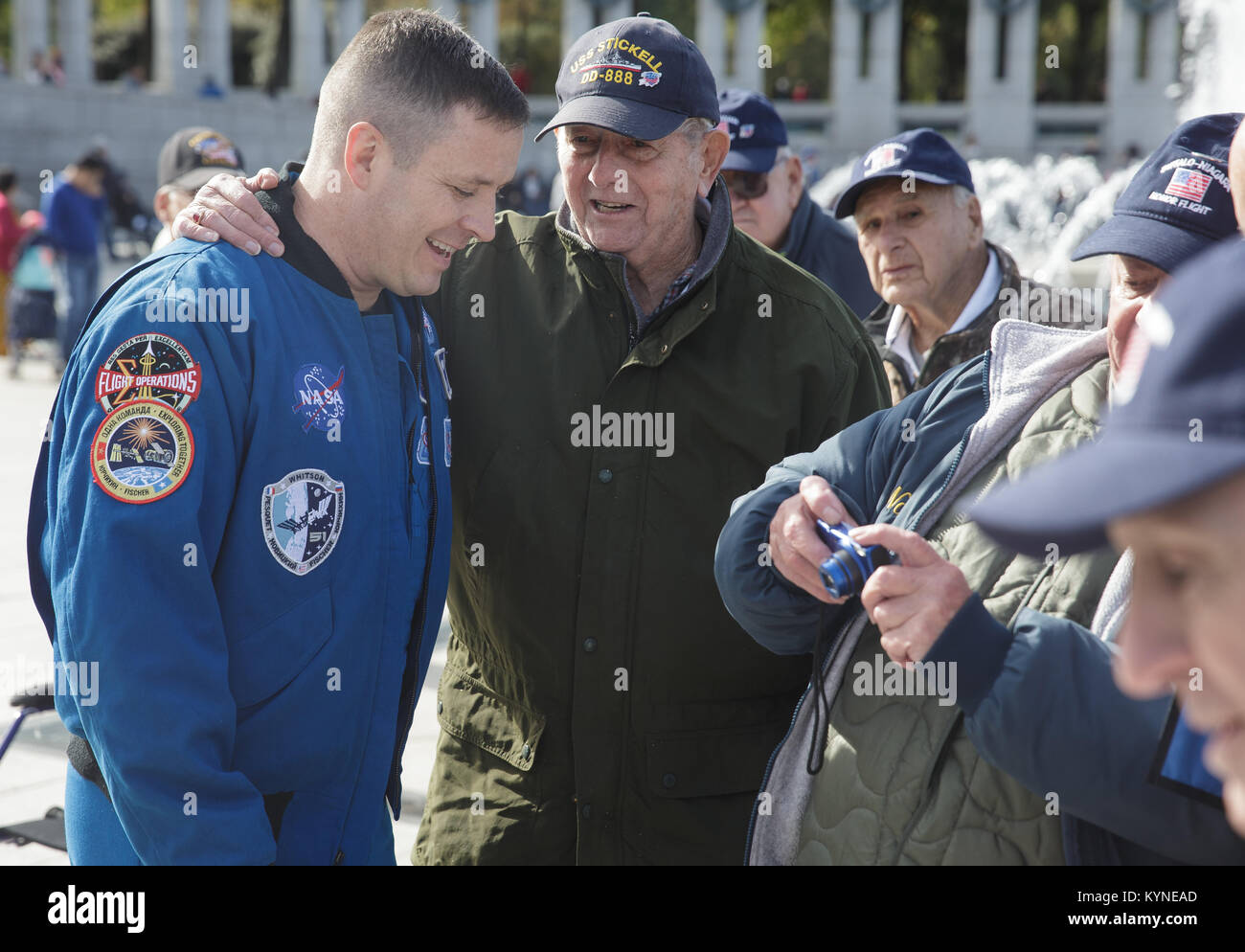 NASA astronaut Jack Fischer talks with veterans at the World War II ...