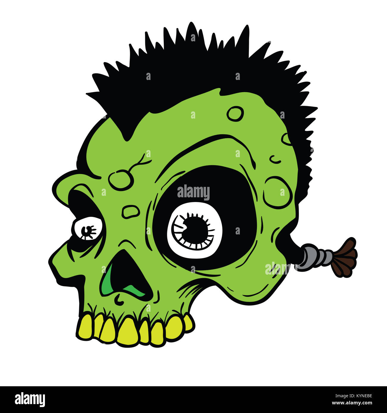 punk skull with mohawk cacrtoon illustration isolated on white Stock ...