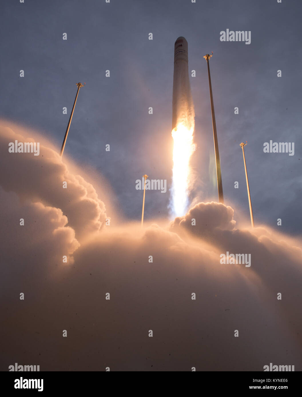 The Orbital Atk Antares Rocket With The Cygnus Spacecraft Onboard