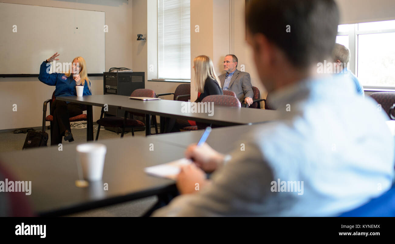 NASA astronaut Kate Rubins speaks with graduate students at the ...