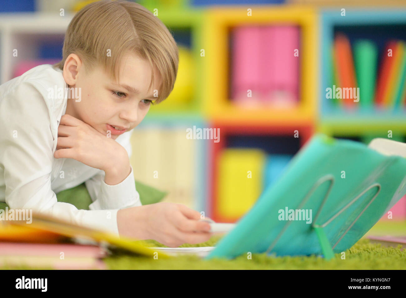 boy doing homework Stock Photo - Alamy