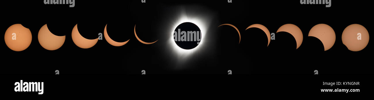 A composite image captures the progression of the total solar eclipse ...