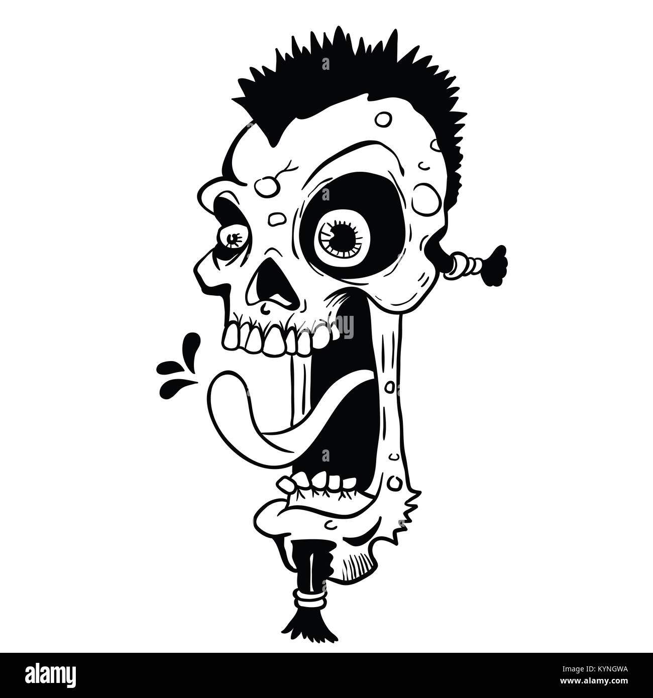 zombie punk skull cartoon illustration isolated on white Stock Photo ...