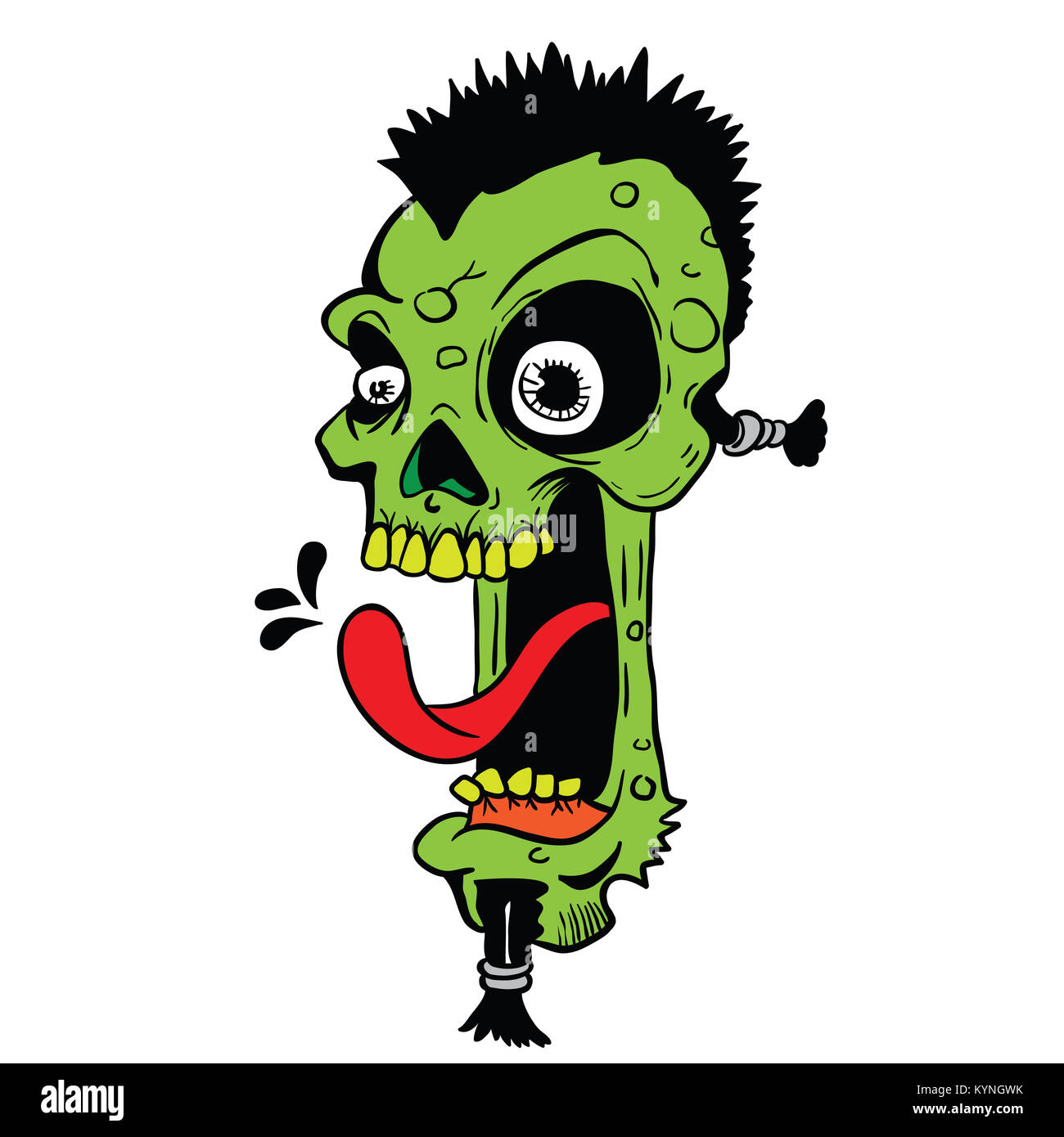 zombie punk skull cartoon illustration isolated on white Stock Photo ...