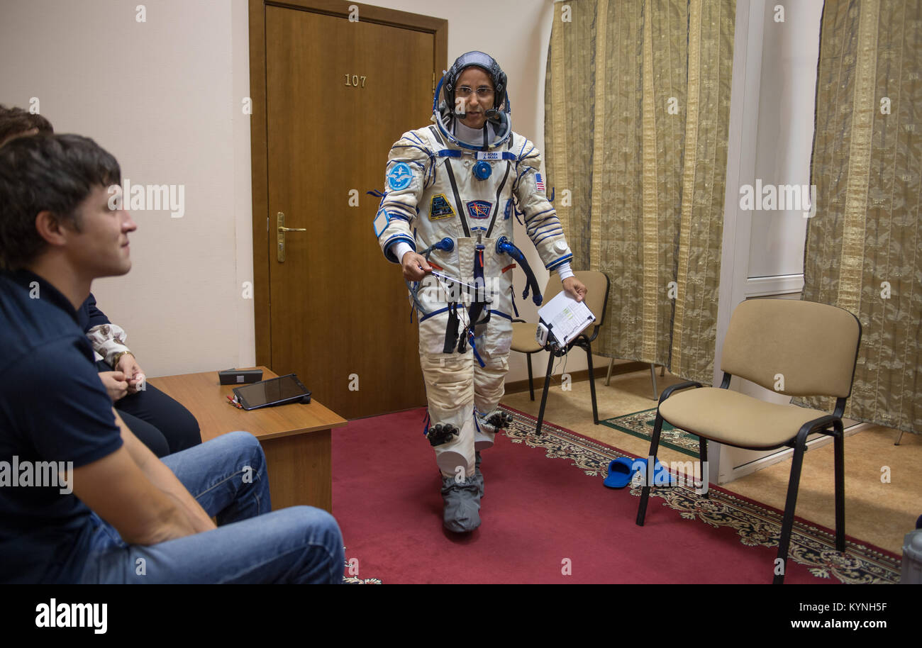 NASA astronaut Joe Acaba is photographed in his Sokol suit prior to ...